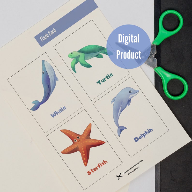 20 Ocean Animals Flashcards for Kids, Montessori Preschool Learning ...