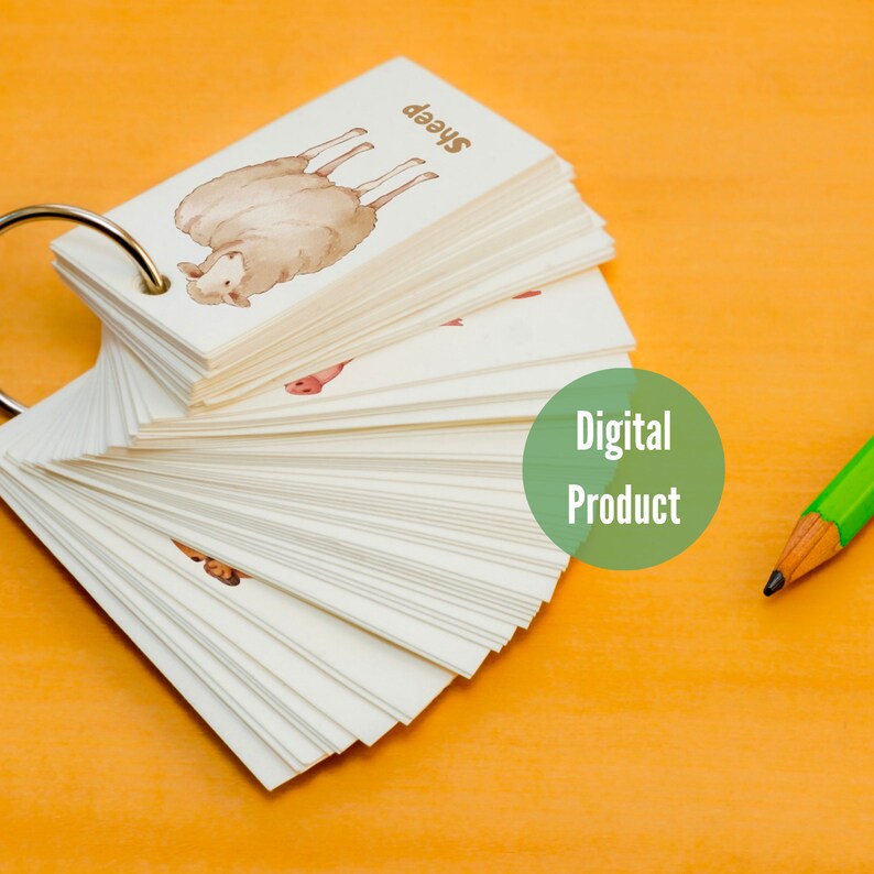 20 Printable Farm Animals Flashcards Montessori Educational Cards for ...