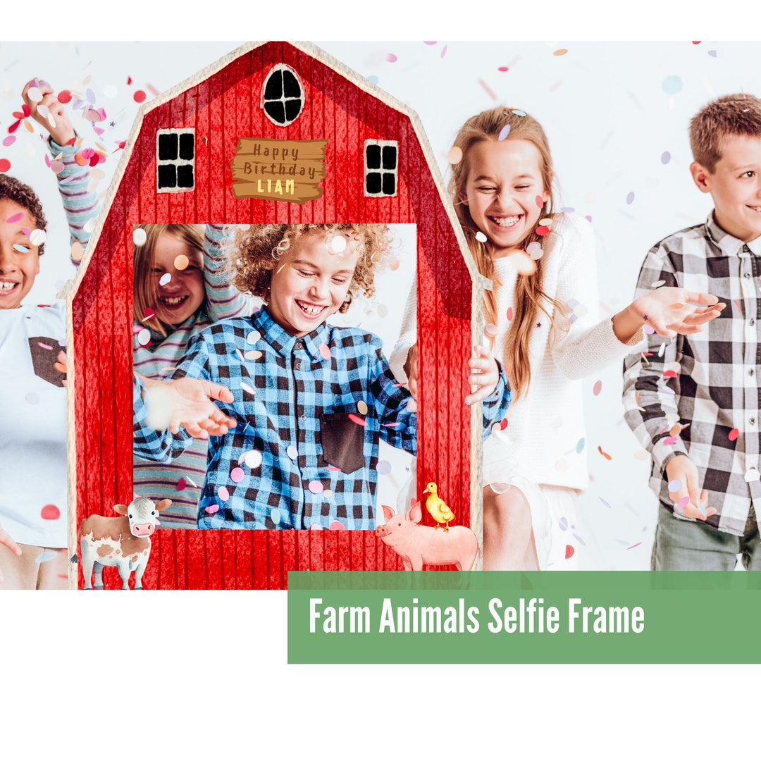 Buy Editable Farm Birthday Selfie Frame Kids Party Photo Prop Online in ...