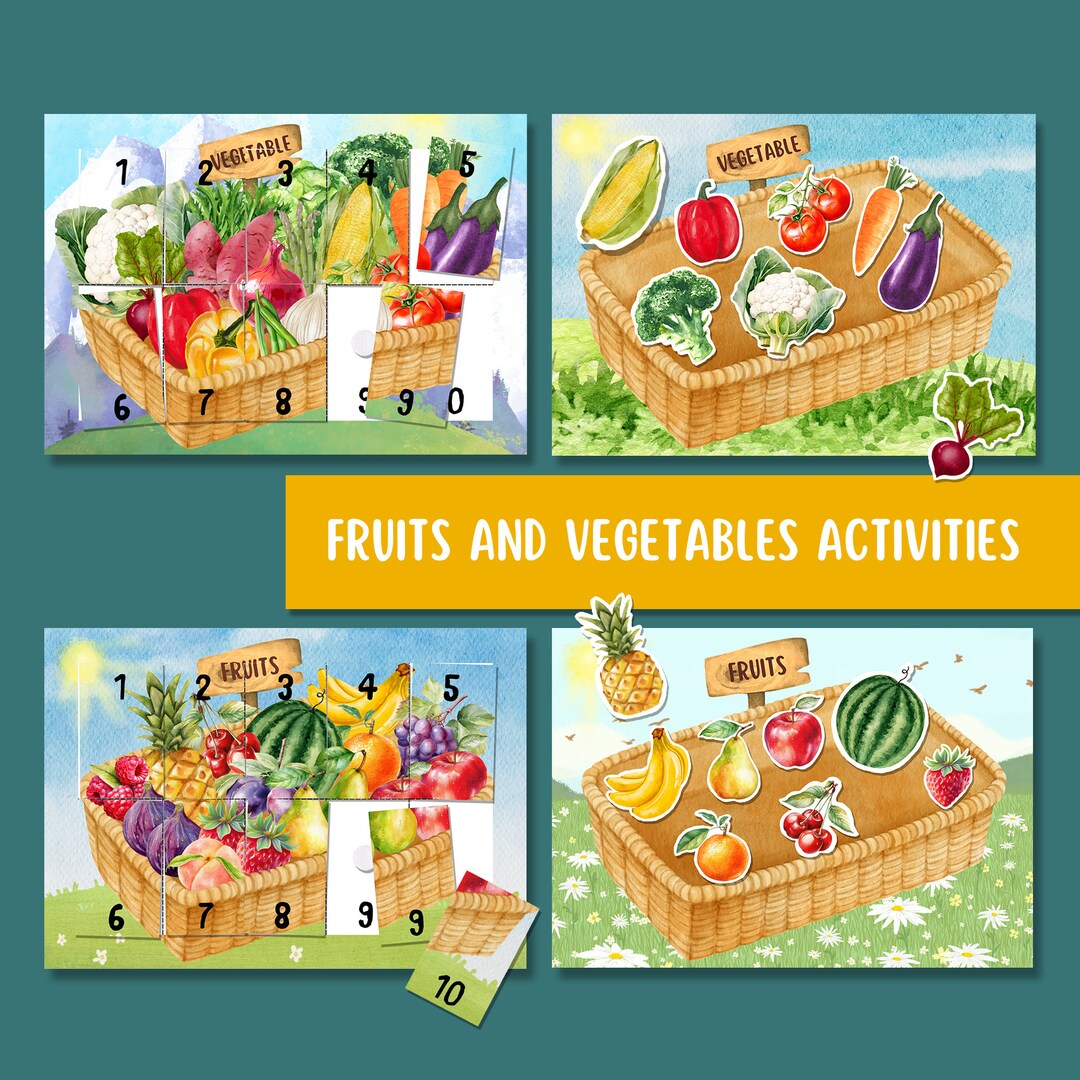 Fruits and Vegetables Matching Game, Homeschool Puzzle for Early ...