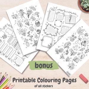 70 Cute Flowers Printable Stickers, Digital Planner Stickers, Happy ...