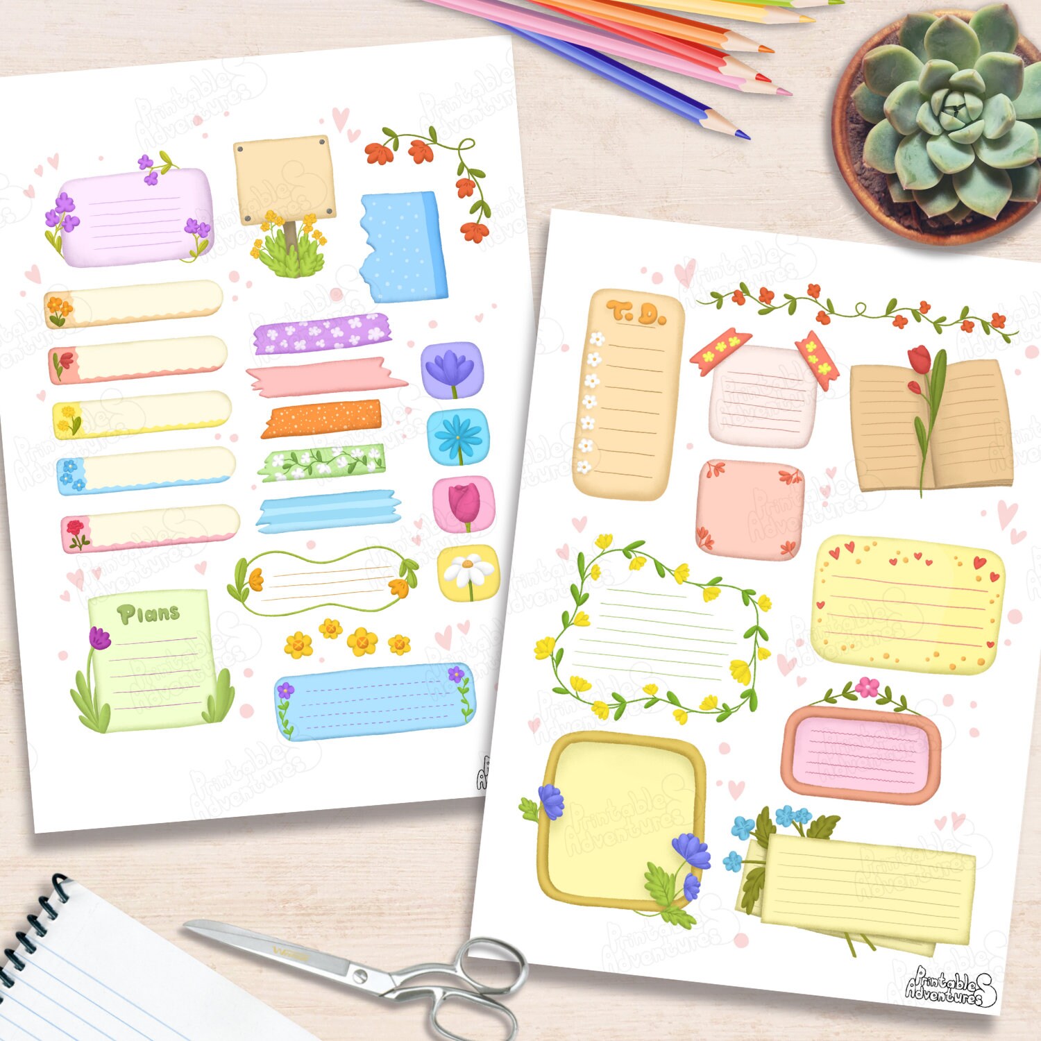 70 Cute Flowers Printable Stickers, Digital Planner Stickers, Happy ...
