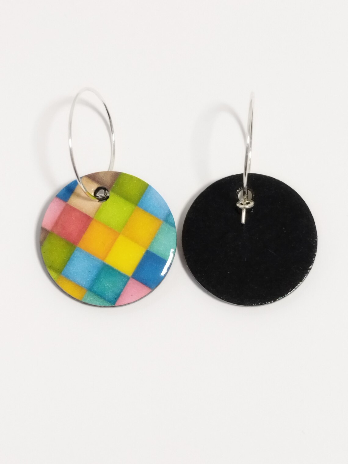 Colorful Squares Paper Dangle Drop Earrings, Handmade Paper Jewelry ...