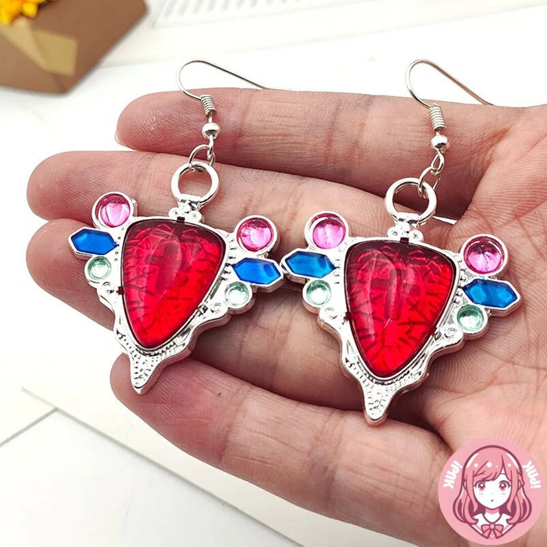 JOJO Red Stone of Aja Earrings, Handmade Anime JOJO - Etsy
