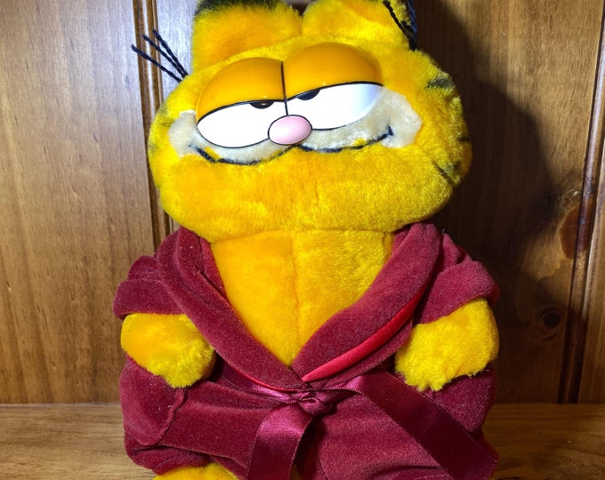 GARFIELD in Red Velvet Bathrobe - Vintage Stuffed Toy (1981) - Etsy