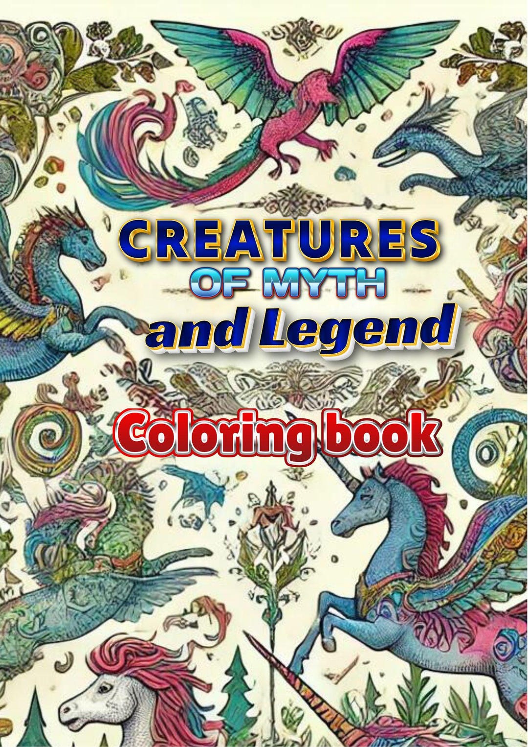 Creatures of Myth Coloring Pages Fantasy Printable Art Digital Download ...