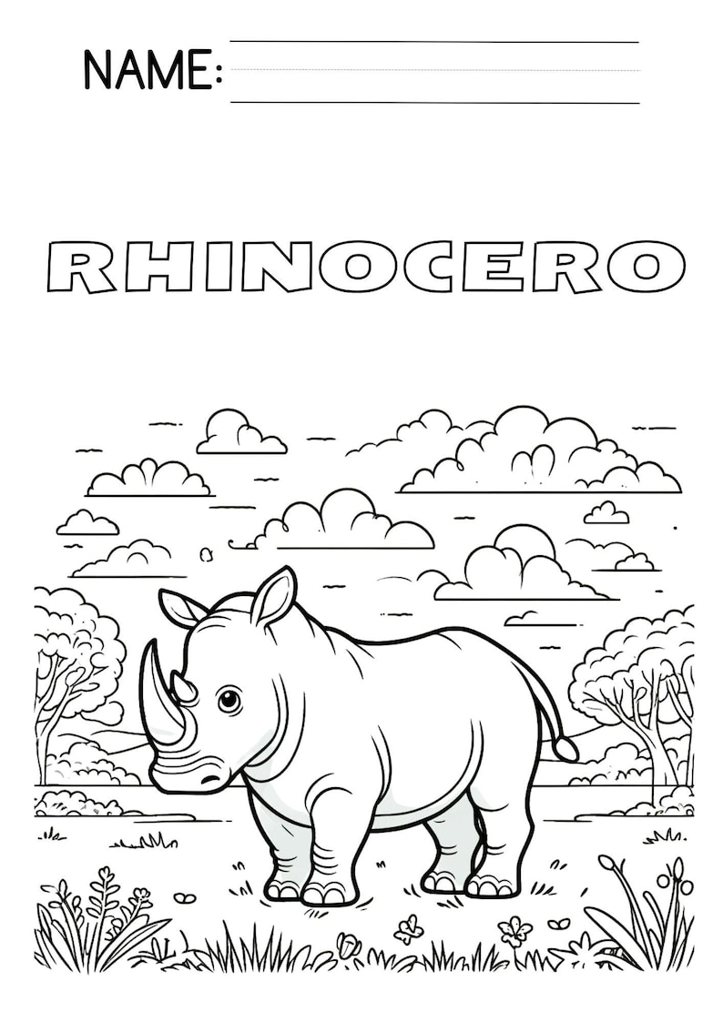 Animal Vocabulary Coloring Pages Educational Digital Download for Kids ...