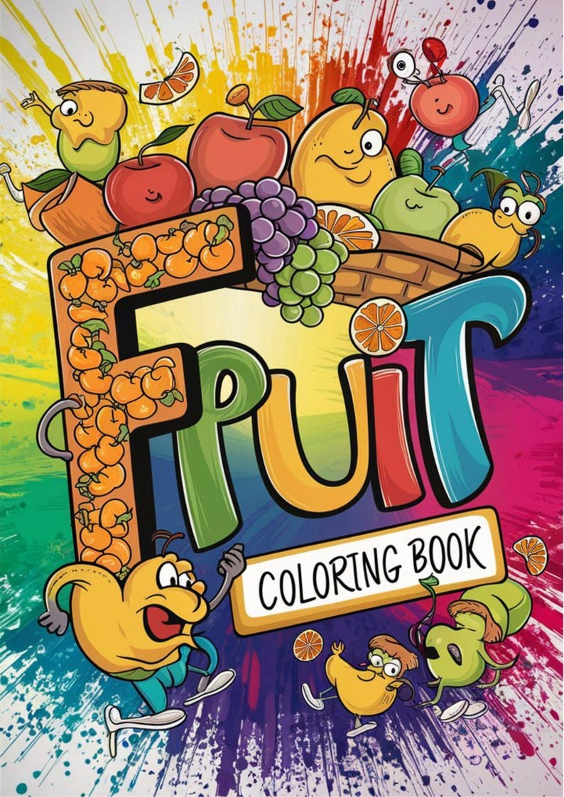Fruit Coloring Pages for Kids 56-page Printable Set With Fun Fruit ...
