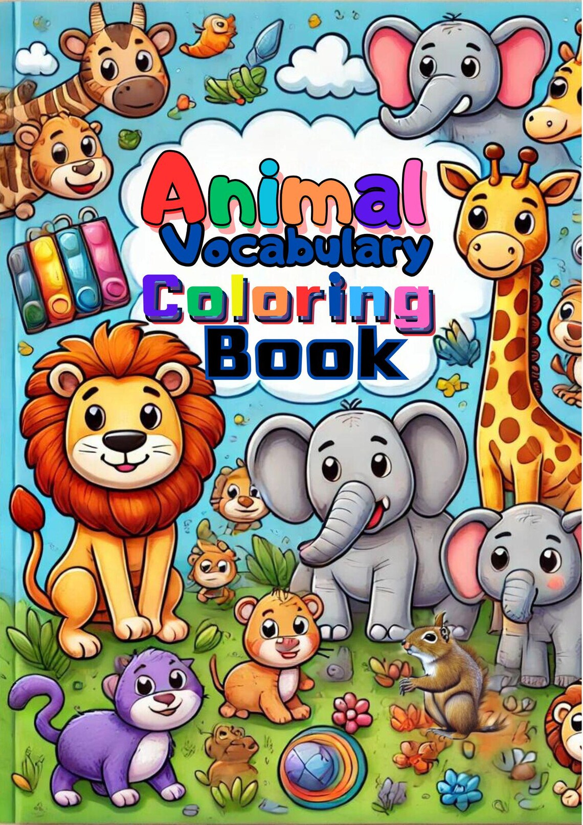 Animal Vocabulary Coloring Pages Educational Digital Download for Kids ...