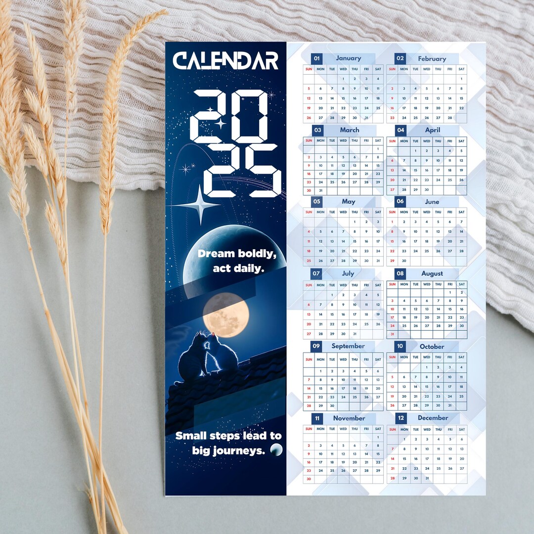 2025 Moonlit Cats Calendar Printable Yearly Wall Calendar - Etsy