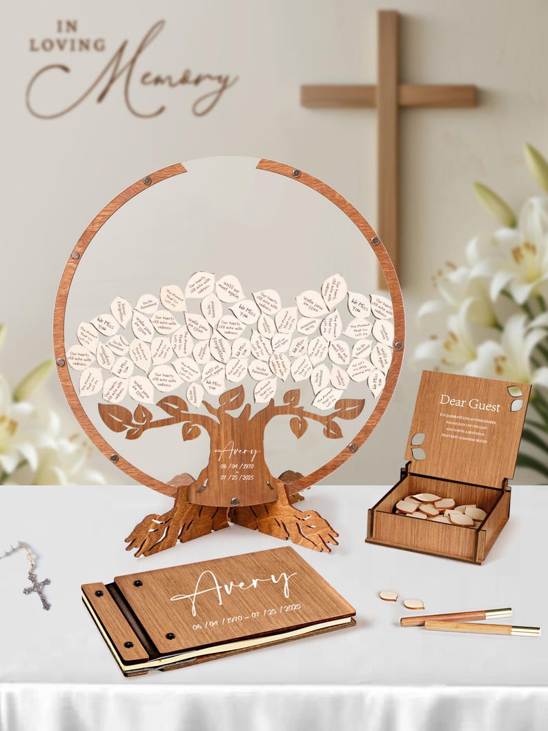 Personalized Memorial Guest Book: Custom Wooden Celebration of Life ...