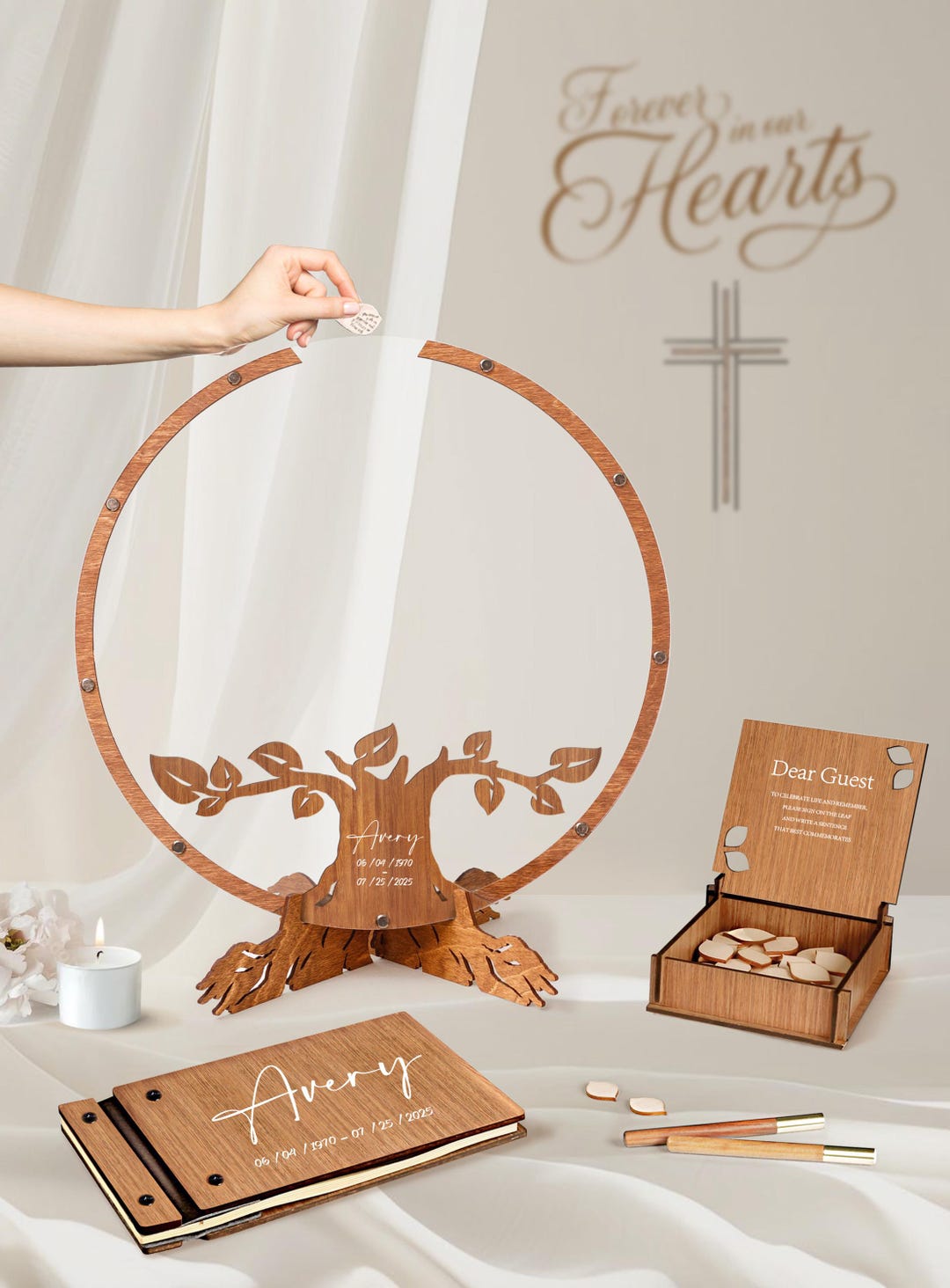 Personalized Memorial Guest Book: Custom Wooden Celebration of Life ...