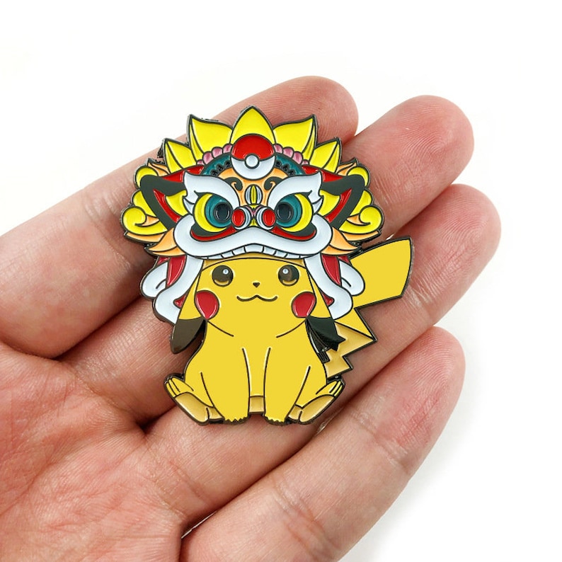 Pokémon Pikachu Lion Dance Enamel Pin Chinese New Year Lapel Pin Badge ...