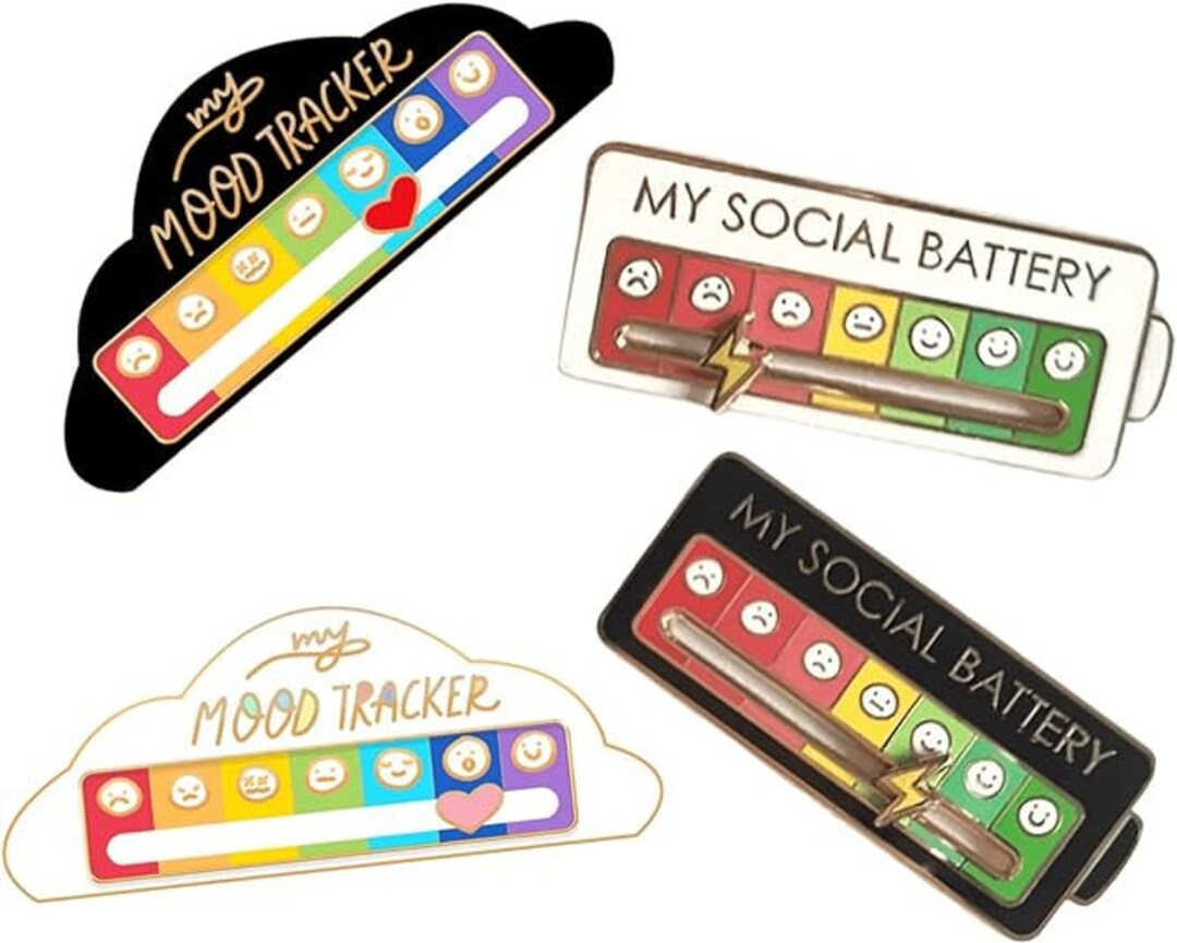 Social Battery Mood Tracker Enamel Pin Funny Mood T Lapel Pins Badge