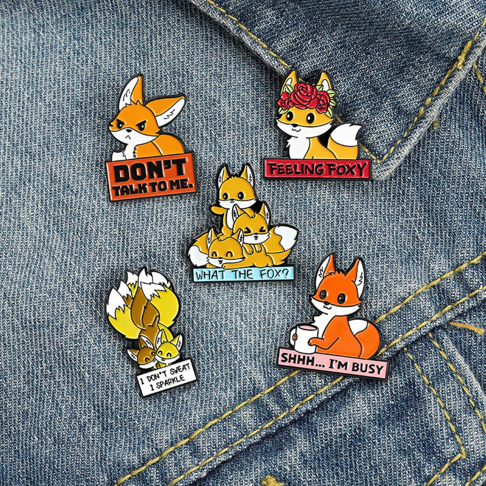 Fox Don't Talk to Me Enamel Pin Feeling Foxy Animal Gift Lapel Pins ...
