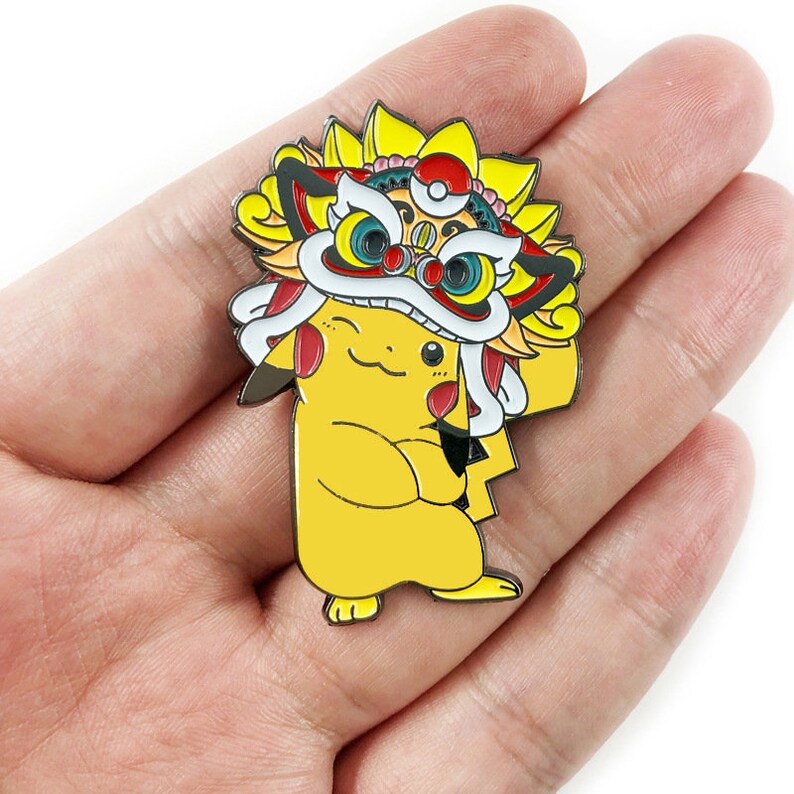 Pokémon Pikachu Lion Dance Enamel Pin Chinese New Year Lapel Pin Badge ...