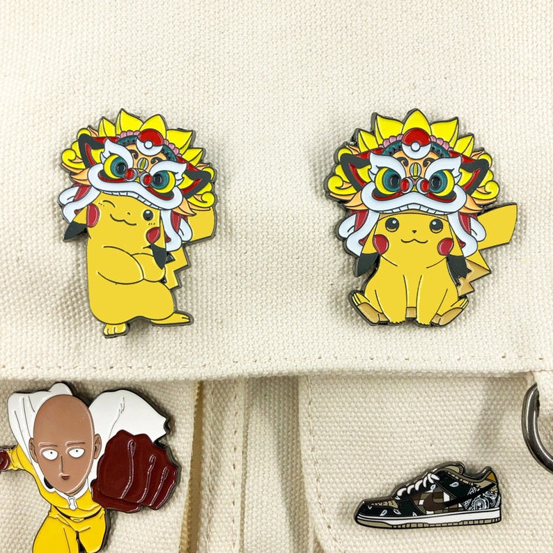 Pokémon Pikachu Lion Dance Enamel Pin Chinese New Year Lapel Pin Badge ...