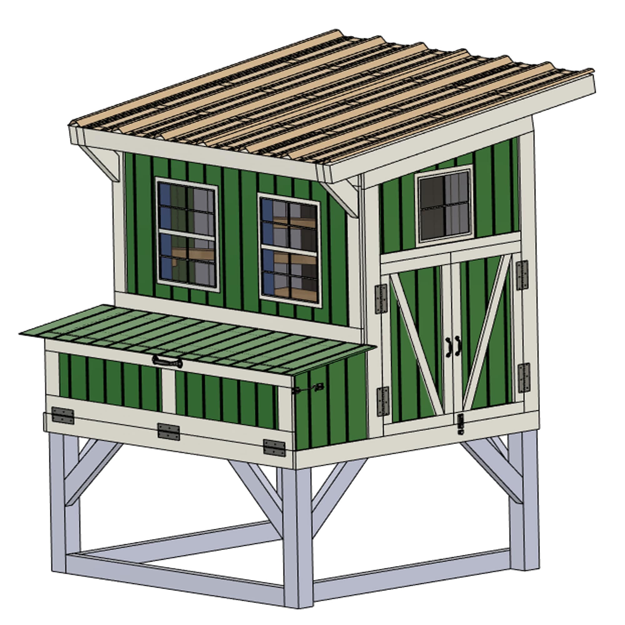 Chicken Coop & Run | PDF Plans | 3D, 2D Drawings | Step by Step ...
