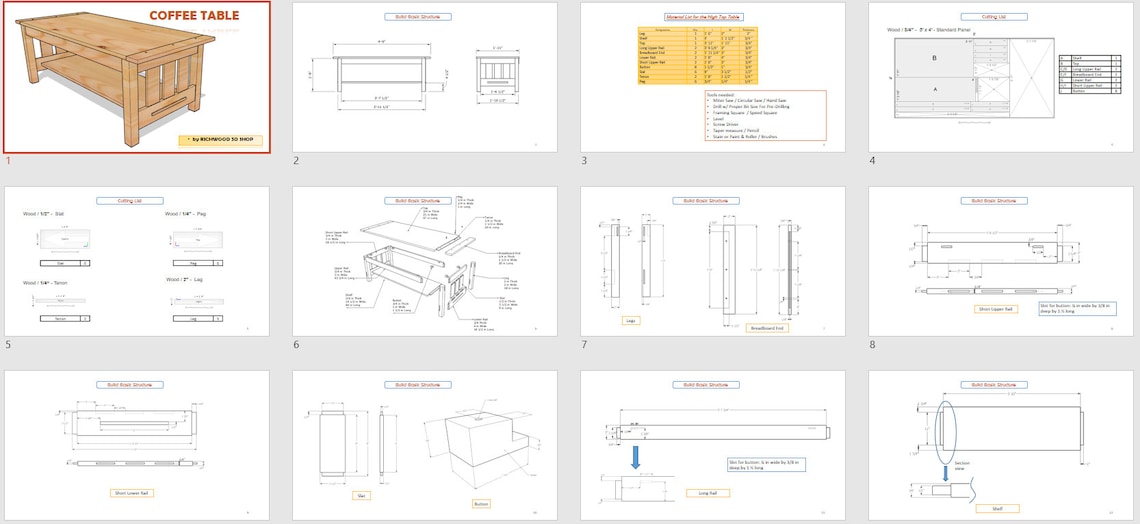 Coffee Table PDF Plan: Step-by-step Building Instructions - Etsy