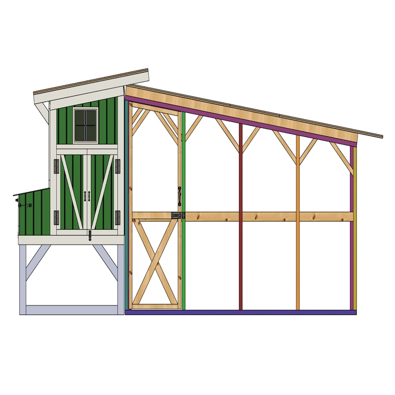 Chicken Coop & Run | PDF Plans | 3D, 2D Drawings | Step by Step ...