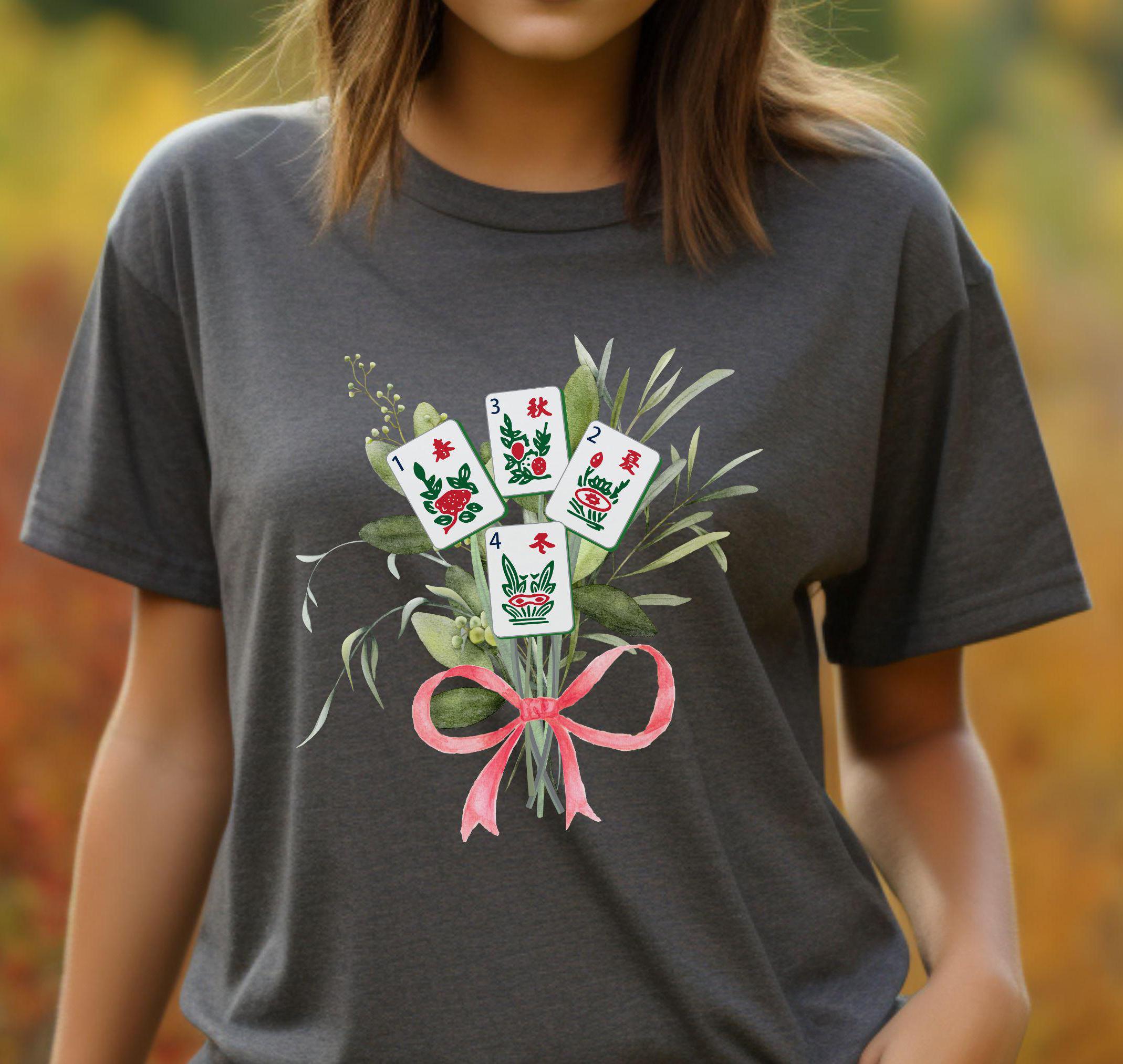 Mahjong Shirt, Bouquet of Flower Tiles, Mahjong Tshirt, Cute Mahjong ...