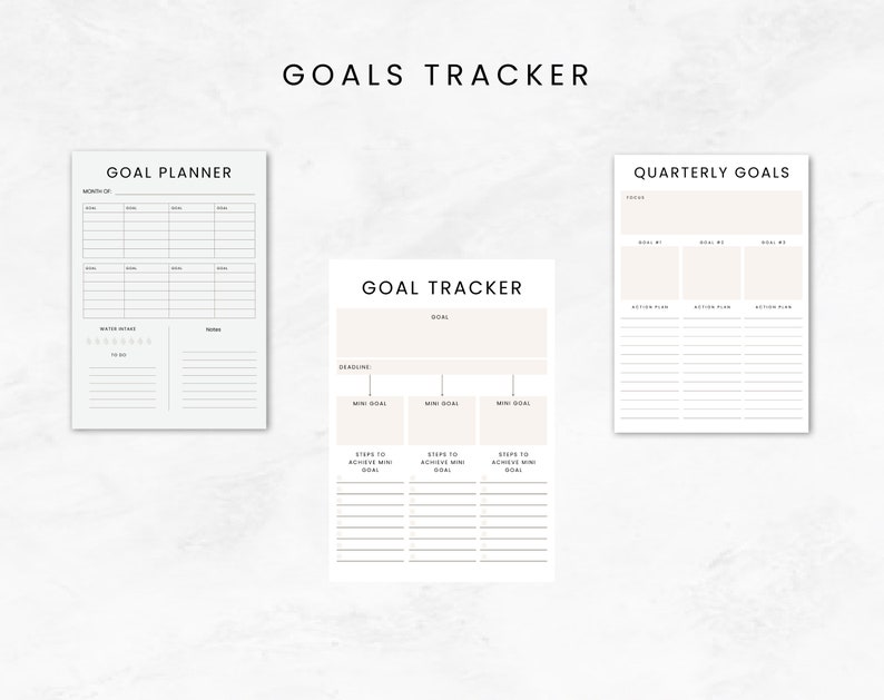 Printable Goal Trackers Beige - Etsy