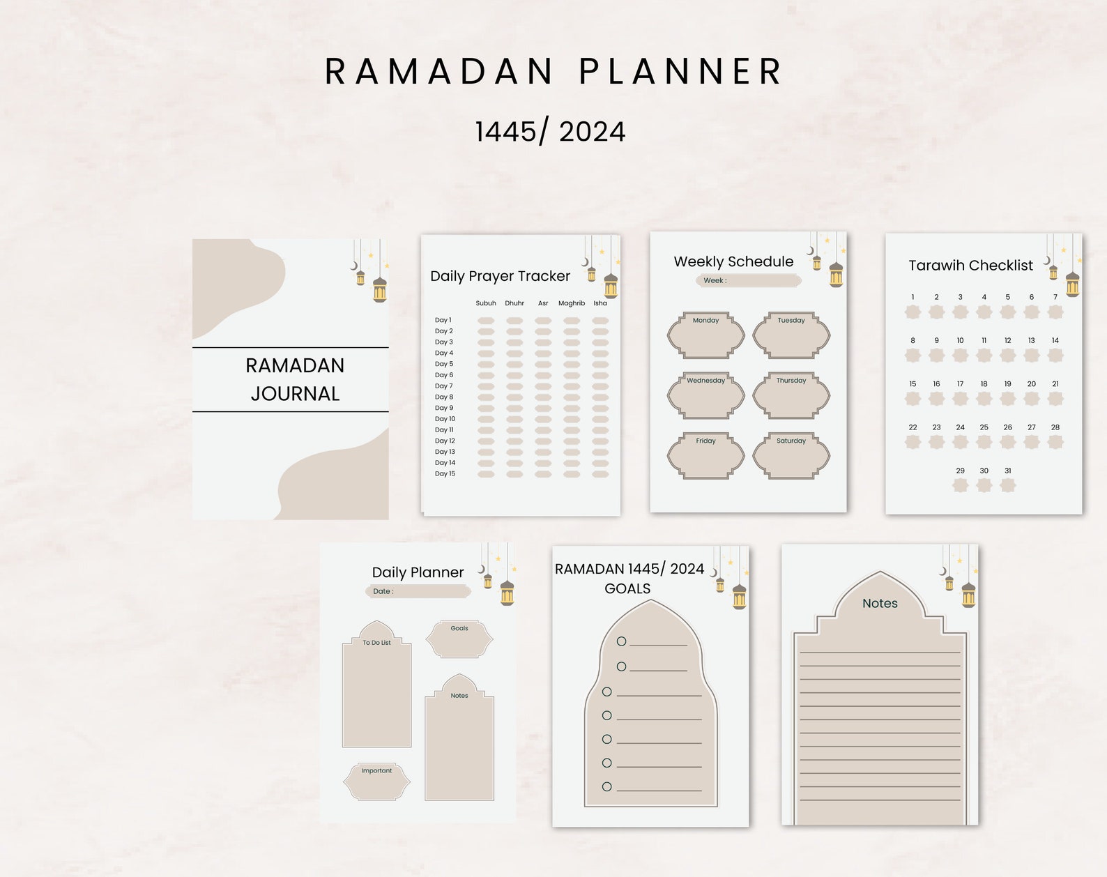 Printable Ramadan Planner 1446/ 2025 Beige - Etsy