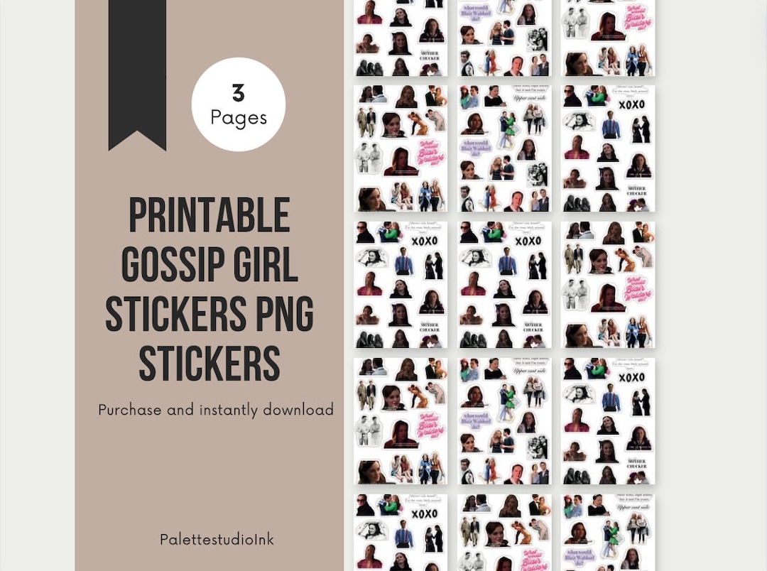 Printable Gossip Girl Stickers PNG Stickers Digital Downloads, Print ...