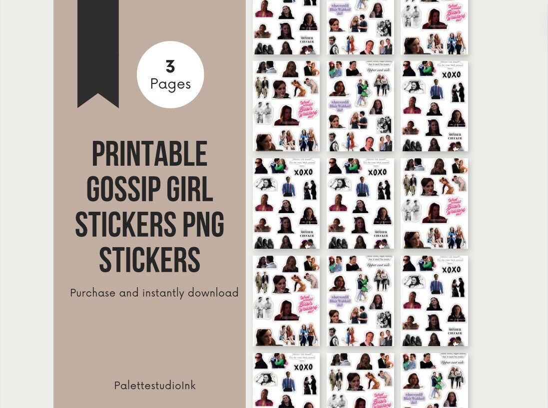 Printable Gossip Girl Stickers PNG Stickers Digital Downloads, Print ...