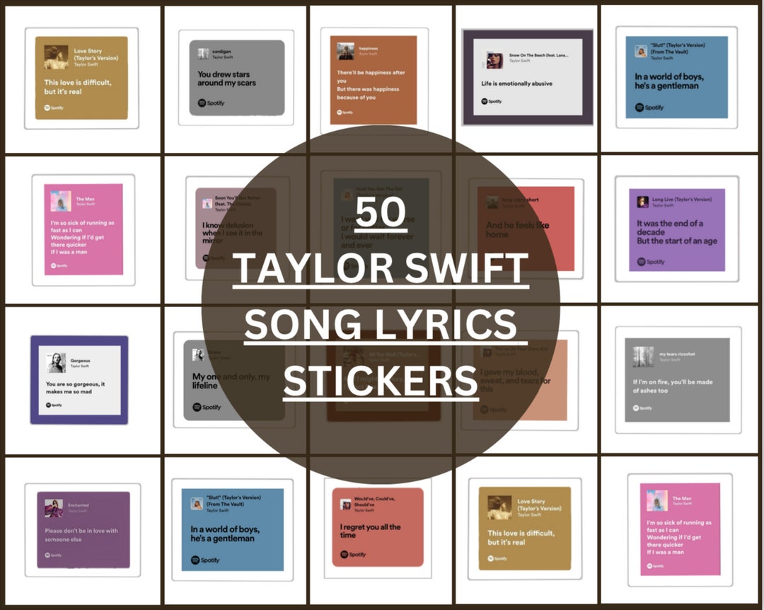 Taylor Swift Printable Song Lyrics Stickers-digital Downloads, Print ...