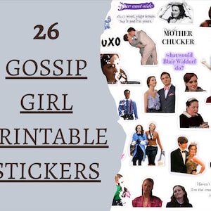 Printable Gossip Girl Stickers PNG Stickers Digital Downloads, Print ...