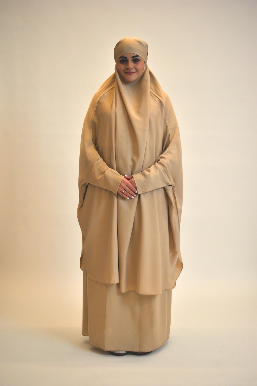 3 Piece Jilbab Set Light Beige Size Length 60 - Etsy