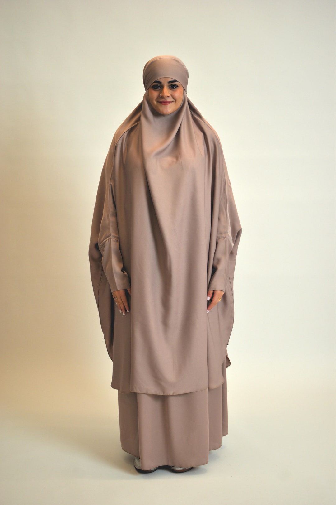 3 Piece Jilbab Set Beige Size Length 58 - Etsy
