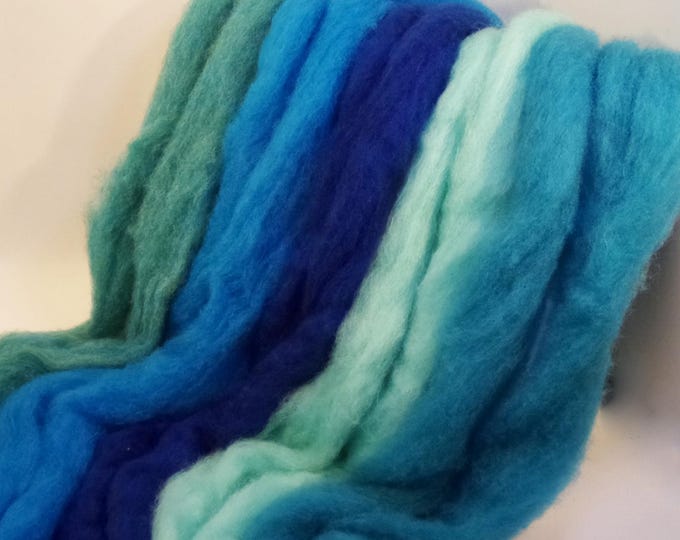 Corriedale "marine Tones Collection" of 5 Carded Roving (dyed Wool ...