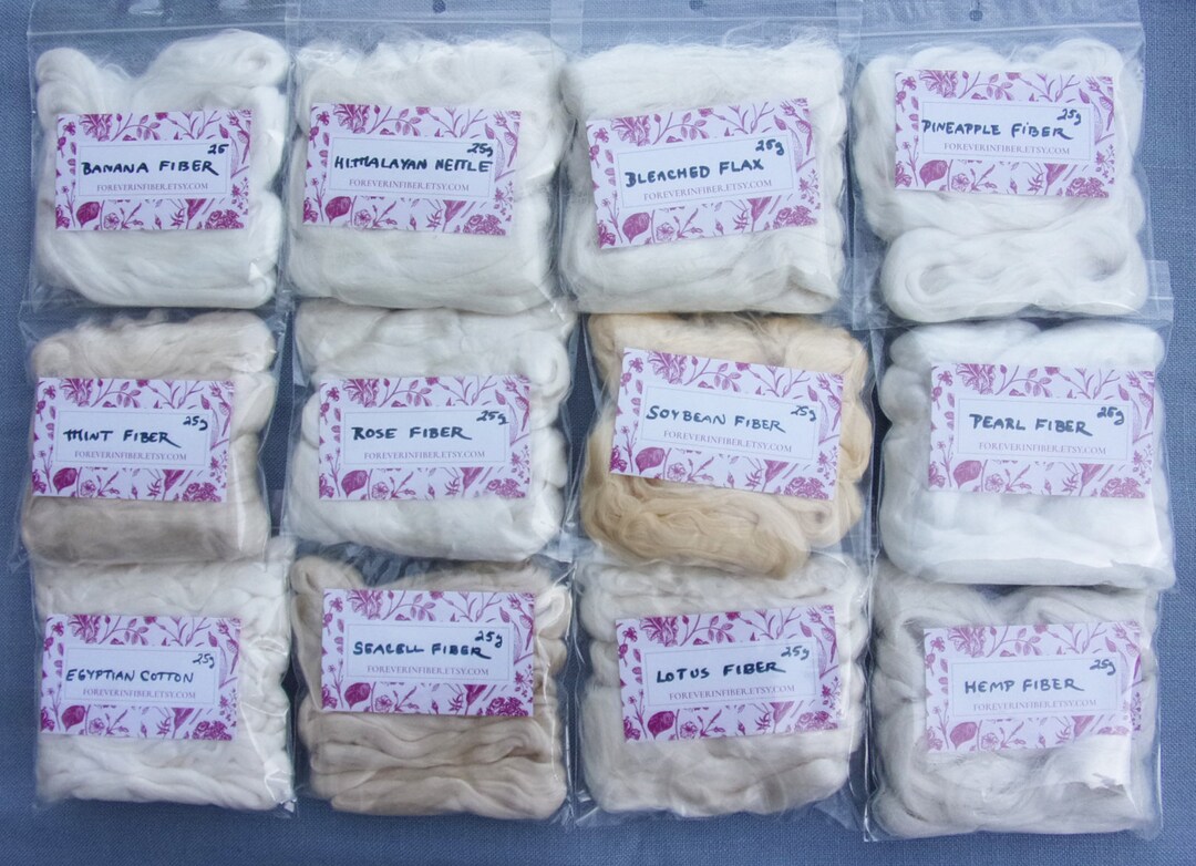 Collection of 12 Plant Based Fibers Total of 300 Grams Study Sampler ...