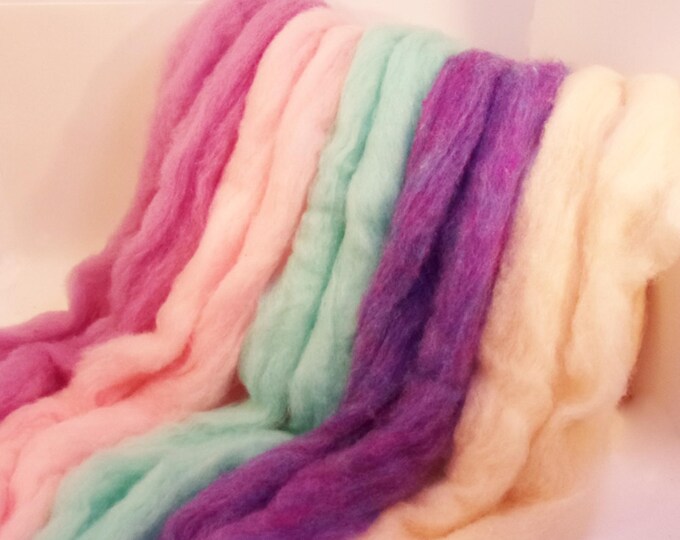 Corriedale "marine Tones Collection" of 5 Carded Roving (dyed Wool ...