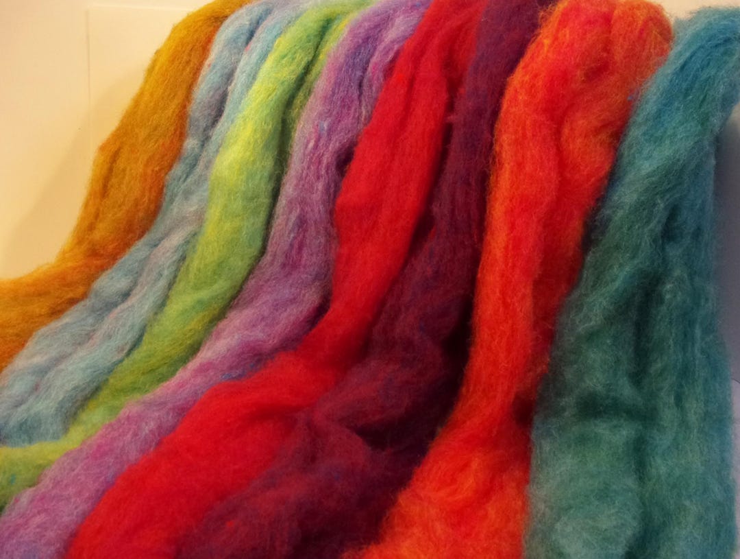 Corriedale "tutti Frutti Collection" of 8 Carded Roving (dyed Wool ...