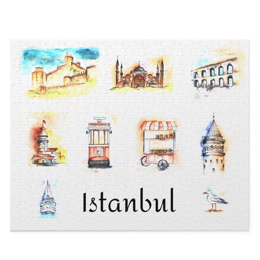 Puzzle (120, 252, 500-piece) - Istanbul Watercolor Landmark's - Etsy