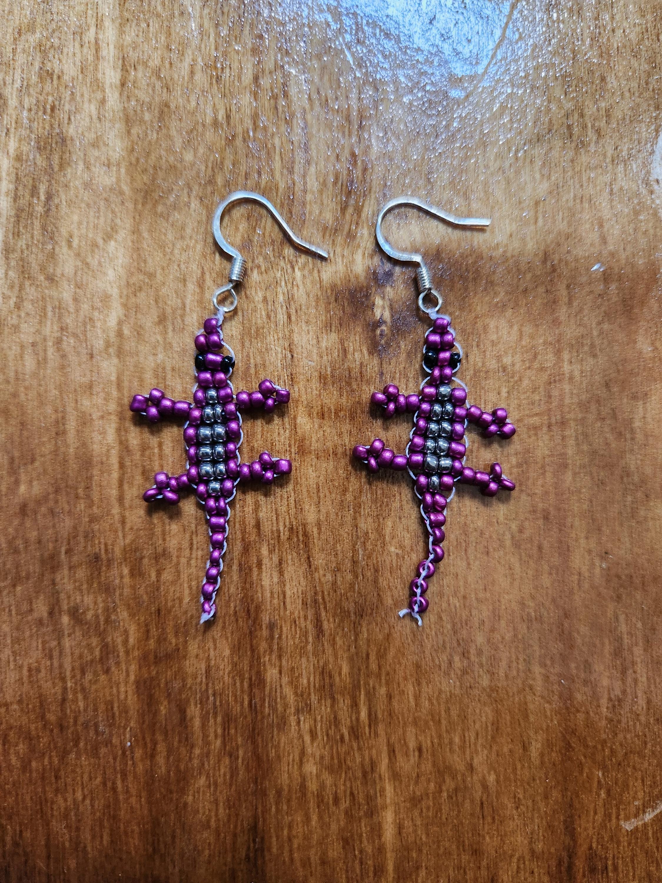 Beaded Gecko Lizard Earrings - 90s Throwback Retro Gifts - Etsy