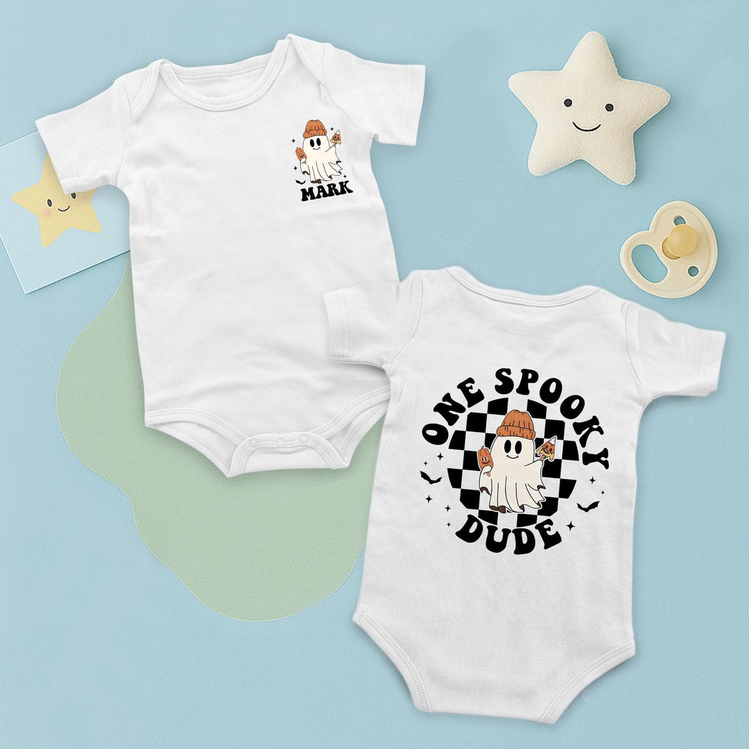 Personalized One Spooky Dude Baby Onesie, First Halloween Baby Shower ...