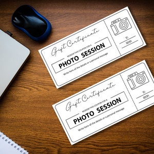 Photo Session Gift Coupon, Printable Voucher, Last Minute Gift ...