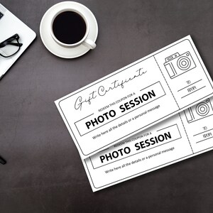 Photo Session Gift Coupon, Printable Voucher, Last Minute Gift ...
