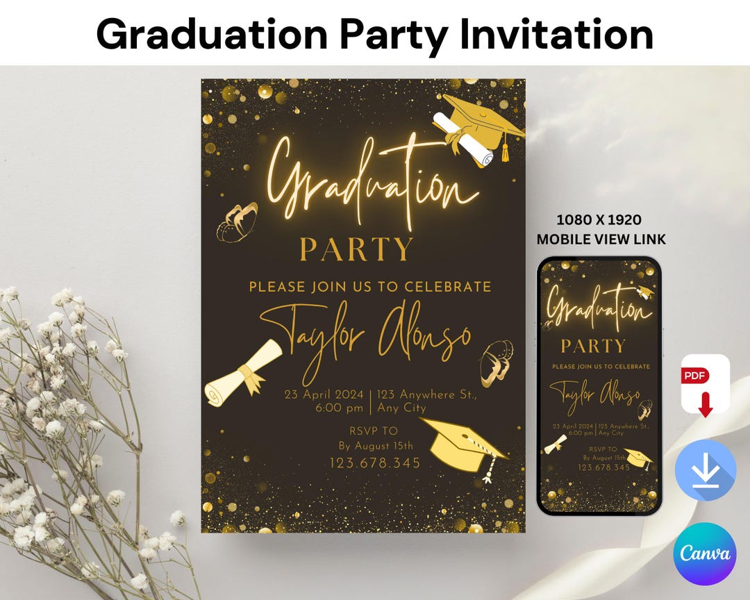 Modern Graduation Party Invitation Template (digital Download) - Etsy