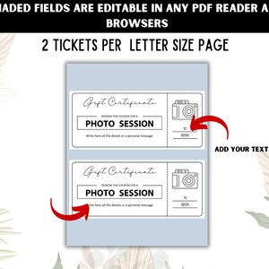 Photo Session Gift Coupon, Printable Voucher, Last Minute Gift ...