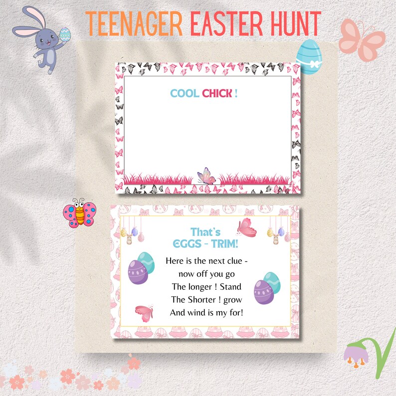 Printable Easter Hunt Clues, Easter Cards for Indoor & Outdoors, Easter ...