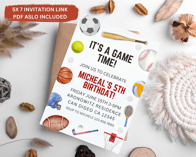 Editable Sports Invitation, Sports Birthday Invitation, Printable ...