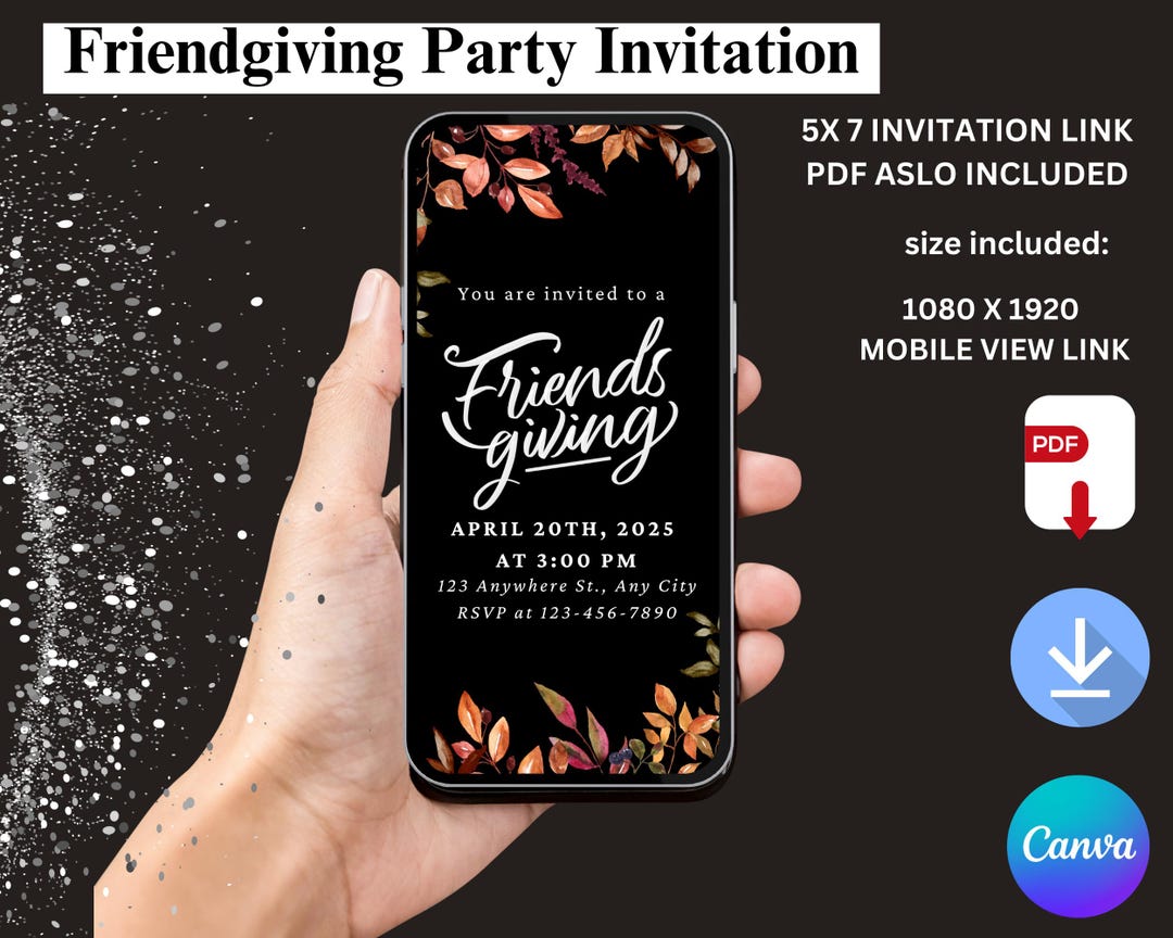 Digital Friendsgiving Invitation: Editable Canva Template (instant ...
