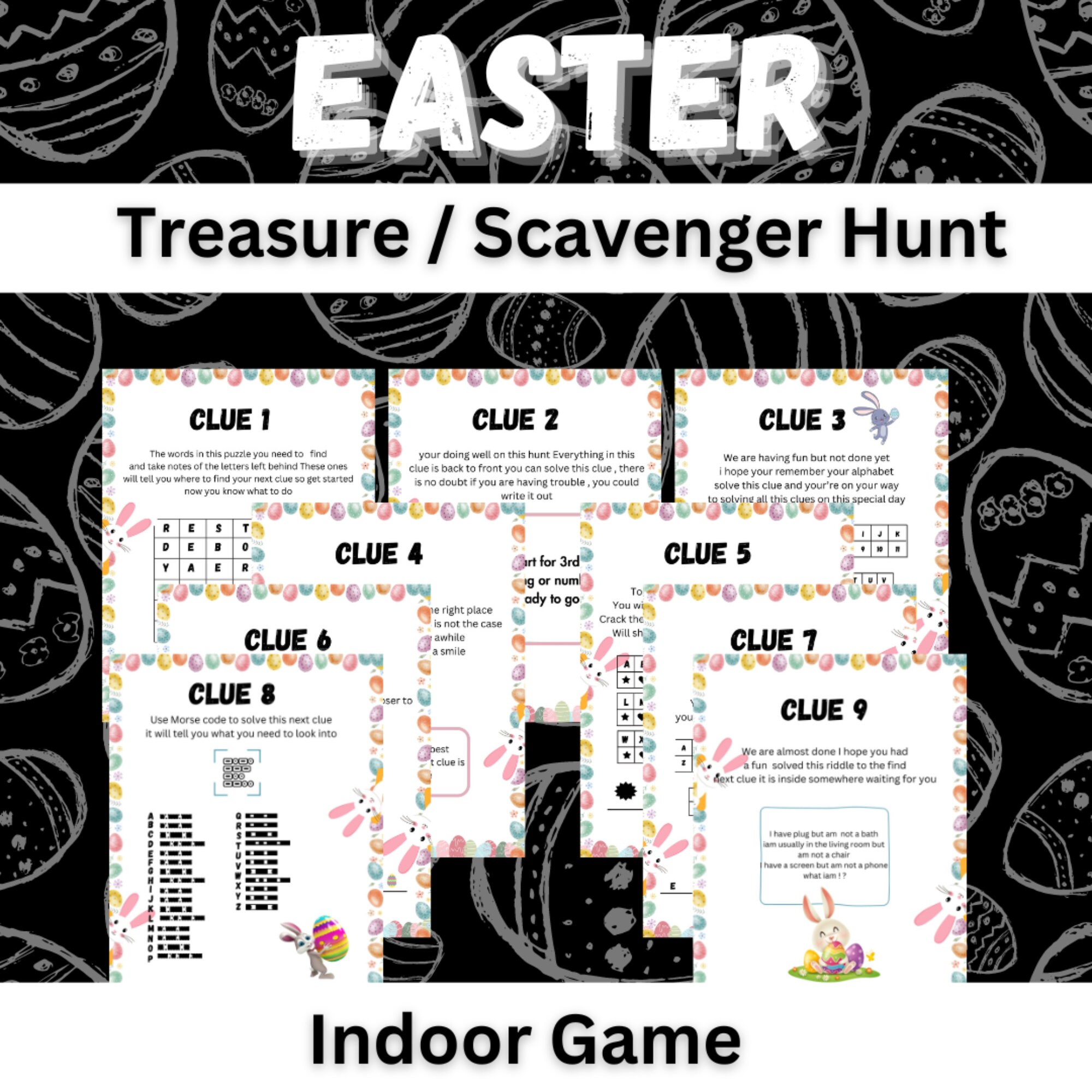 Printable Easter Scavenger Hunt for Teens, Easter Egg Hunt Clues Older ...