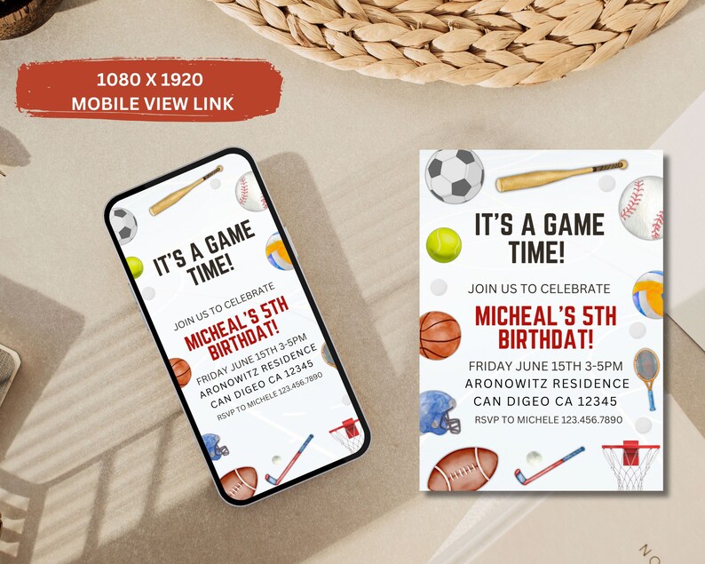 Editable Sports Invitation, Sports Birthday Invitation, Printable ...