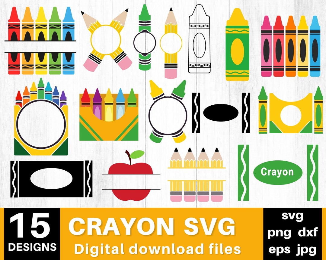 16 + Crayon Svg Bundle, Crayon Png, Crayon Shirt Svg, Teacher Crayon ...